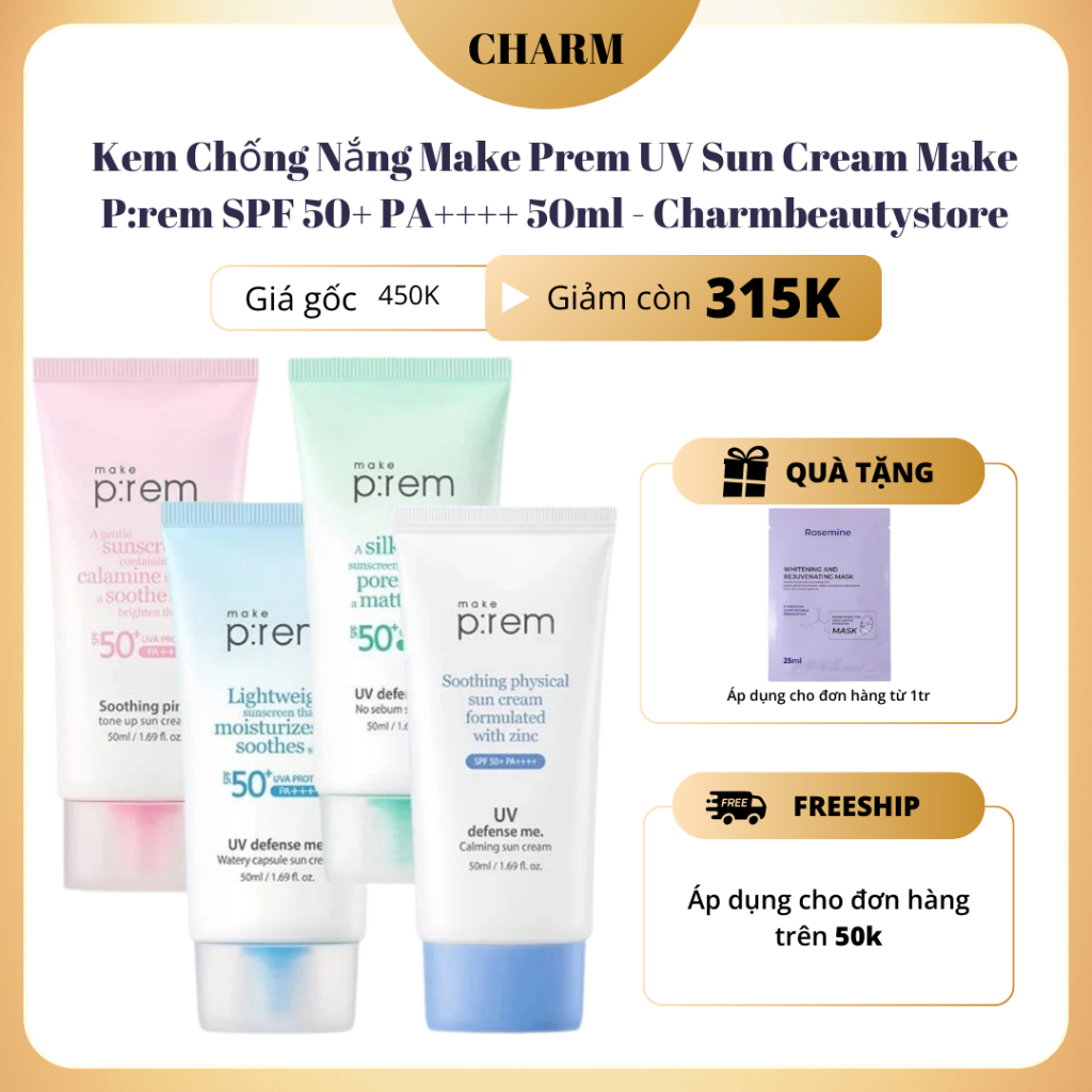 Kem Chống Nắng Make Prem UV Sun Cream Make P:rem SPF 50+ PA++++ 50ml ...