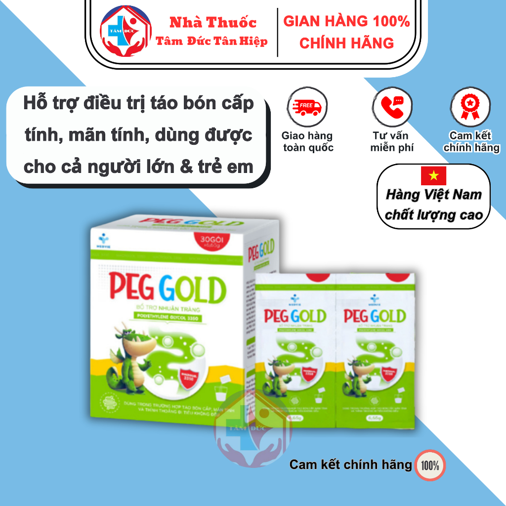 Peg Gold - Hỗ trợ điều trị táo bón cấp tính, mãn tính, dùng được cho ...