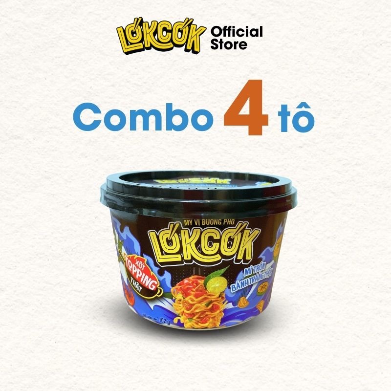 [Chính hãng] Combo 4 Tô Mì Trộn Xốt Topping Thật Bánh Tráng Trộn - 4 tô x 102g | Shopee Việt Nam