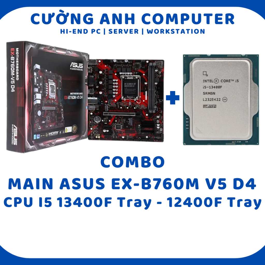 Combo Main Asus EX-B760M V5 D4 + CPU I5 13400F Tray/ 12400F Tray ...