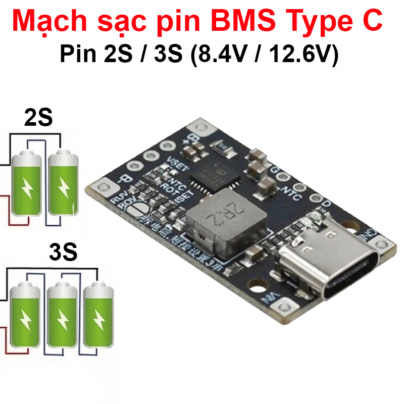 Mạch tăng áp sạc pin 2S / 3S cân bằng Type C (5V) | Shopee Việt Nam
