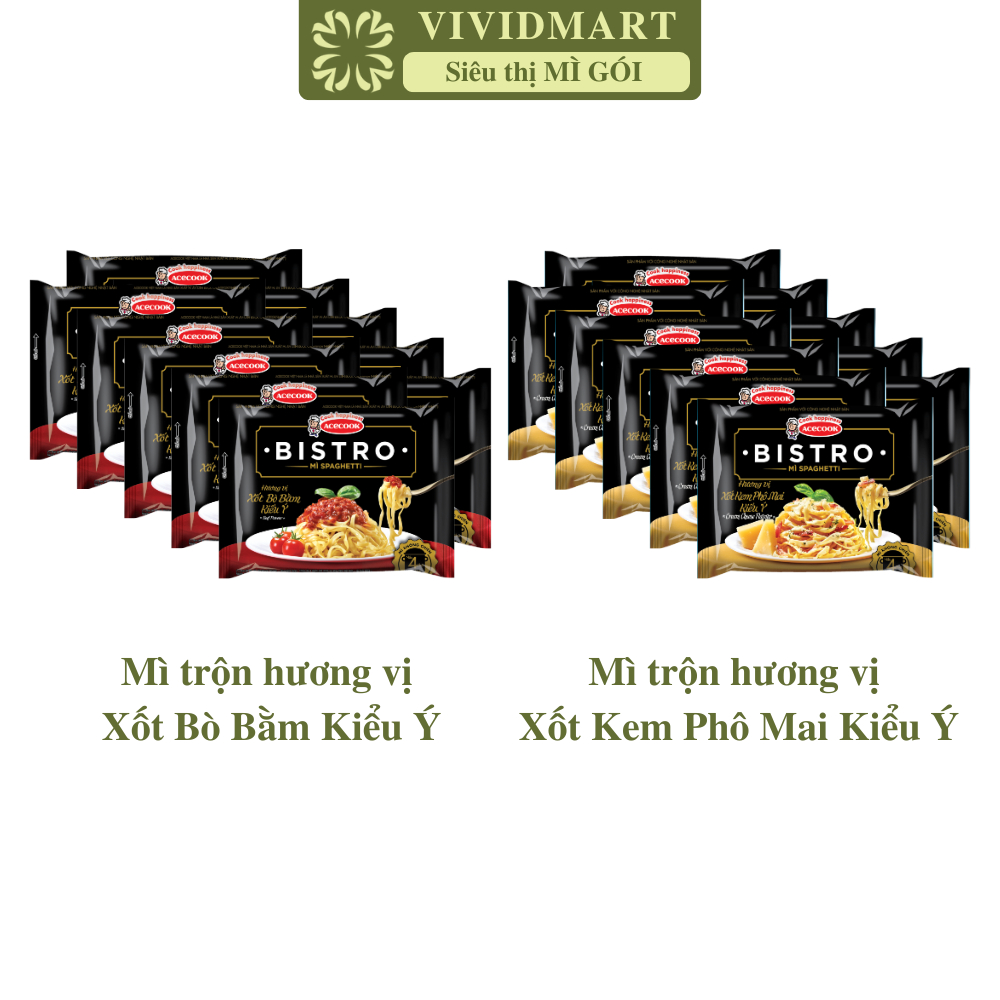 [SET10GÓI]-ACECOOK- Mì Spaghetti Bistro kiểu Ý 2 vị: Xốt kem phô mai ...