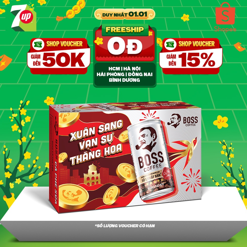 Thùng 24 Lon Cà phê sữa Boss (180ml/lon) | Shopee Việt Nam