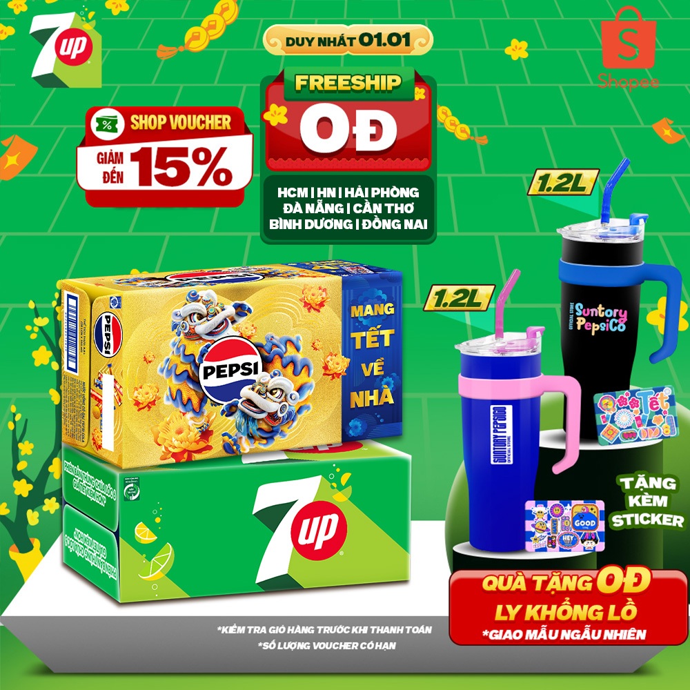 Combo 1 Thùng Pepsi và 1 Thùng 7Up (320ml/lon hoặc 350ml/lon) | Shopee Việt Nam