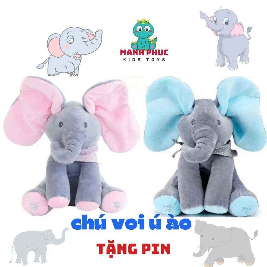 Đồ chơi Voi Ú Oà dễ thương biết hát biết vẫy tai voi ú òa,( Tặng Pin ...