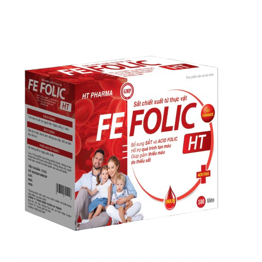 Viên uống Fefolic HT bổ sung Sắt 3 hữu cơ, acid folic giảm thiếu máu ...
