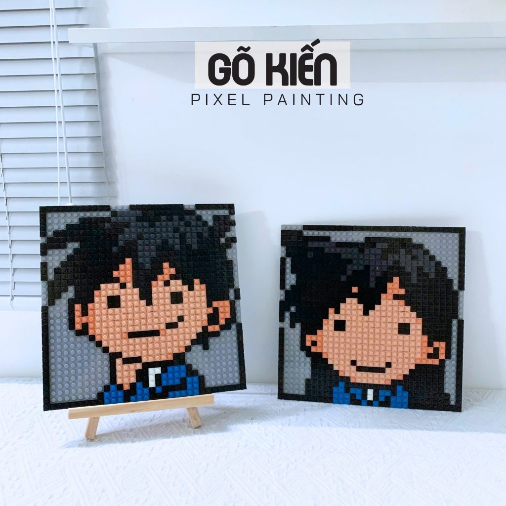 Combo 2 tranh pixel tự lắp ghép Kudo Shinichi & Ran Mori (Thám tử lừng ...