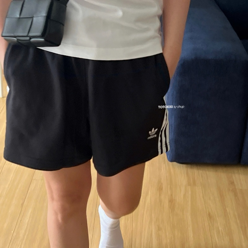 Quần short ADlDAS thun đen Essential French Terry 3-Stripes | Shopee Việt Nam