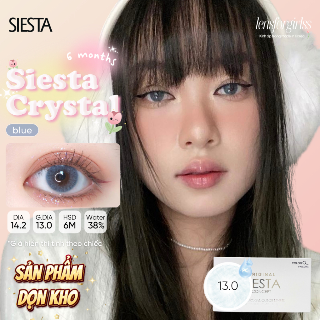 Kính áp tròng xanh tây sáng SIESTA CRYSTAL BLUE dành cho mắt nhạy cảm ...