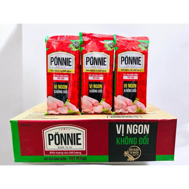 Thùng 20 gói Xúc Xích Dinh Dưỡng Ponnie siêu to 280g/gói (4 cây x 70g) Thit heo bảo quản tự ...