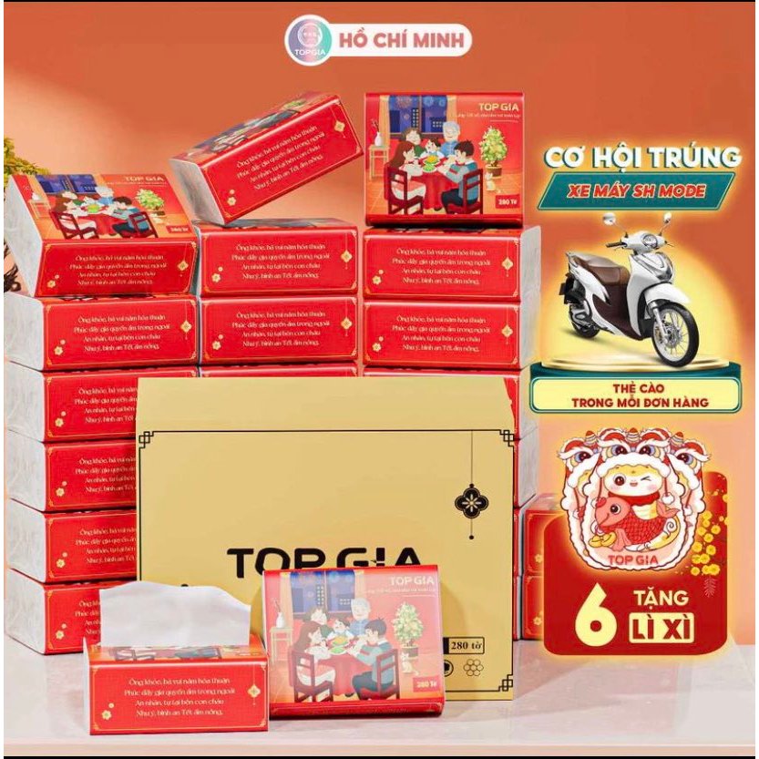 1 Thùng 20 Gói Giấy ăn TopGia Tết 2025 thùng 20 gói cao cấp 280 tờ 4 ...