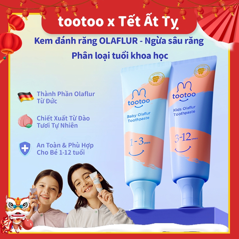 Kem đánh răng cho bé tootoo Babies Kids Olaflur ngừa sâu răng cho trẻ ...