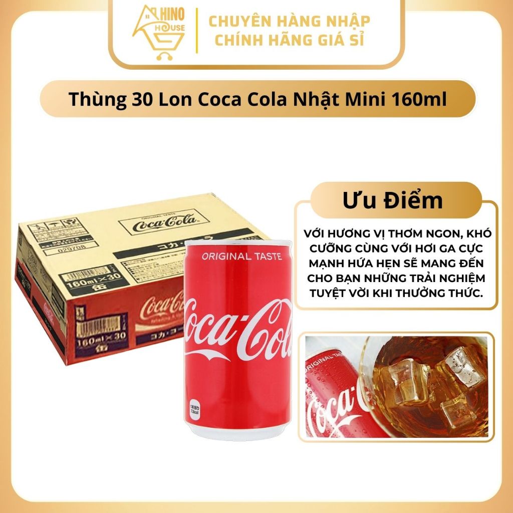 Thùng 30 Lon Coca Cola Nhật Mini 160ml, Hương Vị Thơm Ngon, Đậm Đà - Hinohouse | Shopee Việt Nam