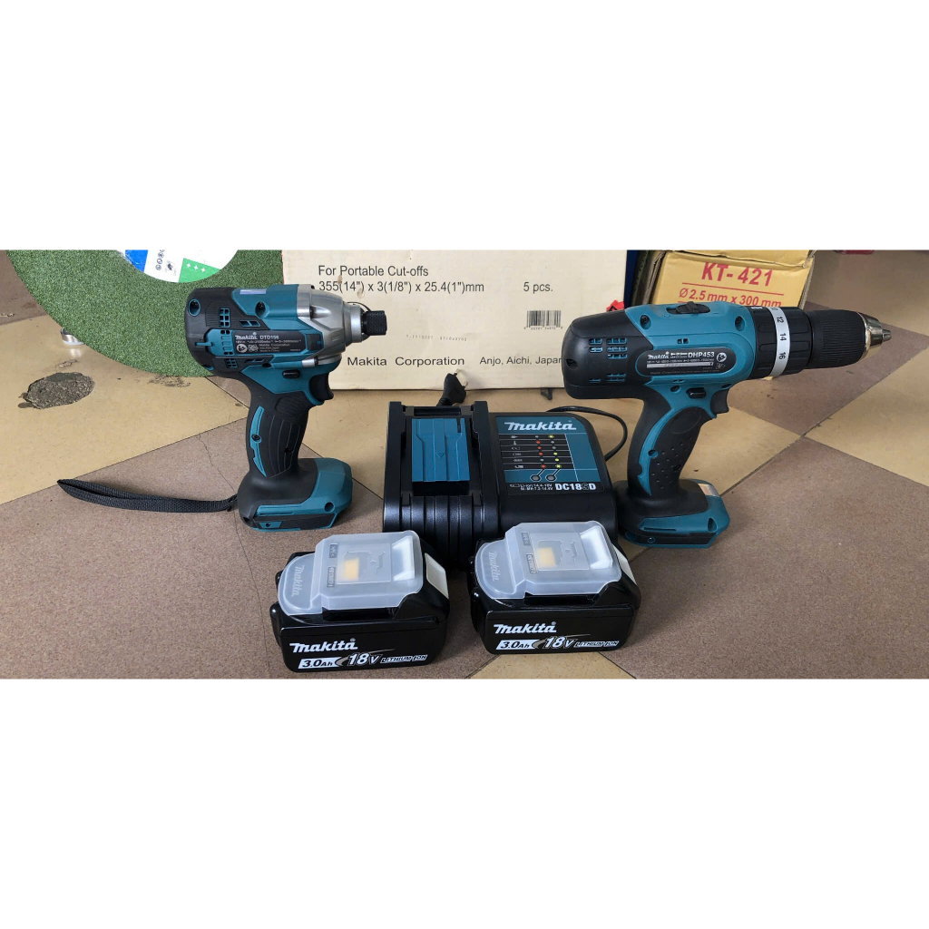 Combo 2 Máy Khoan Vặn Vít 18V DTD156 + DHP453 + 2 Pin 3Ah + Sạc Chính Hãng Makita Việt Nam Siêu ...