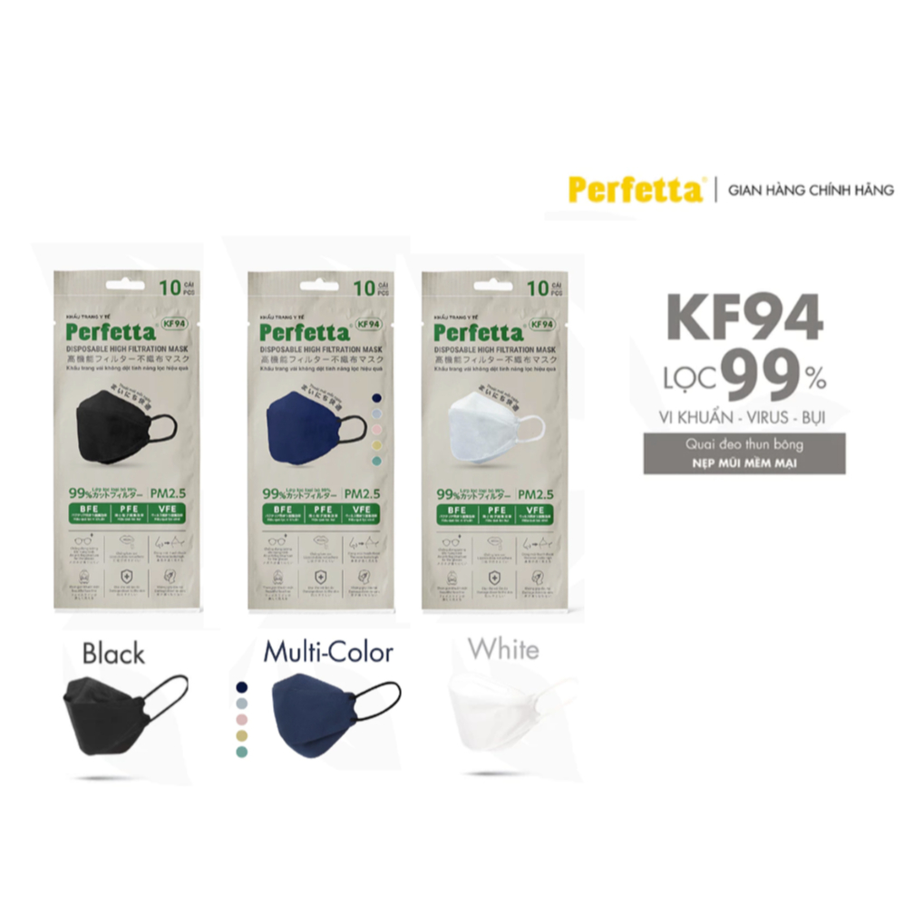Bịch Khẩu Trang KF94 Perfetta Cao Cấp 3 Lớp, Chuẩn Hàn Quốc (Bịch/10 ...