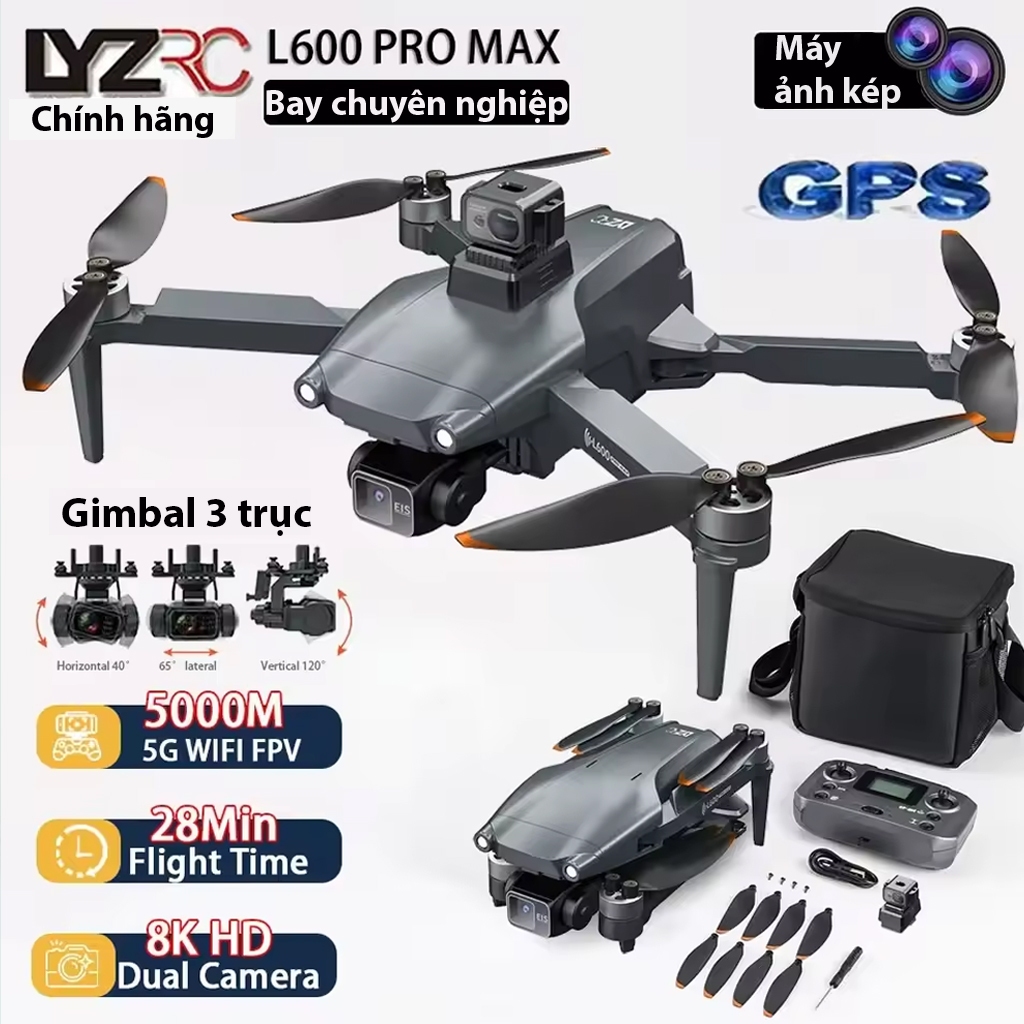 Máy bay flycam drone L600 Pro Max, Flycam GPS camera 8k, Bay cao 600m ...