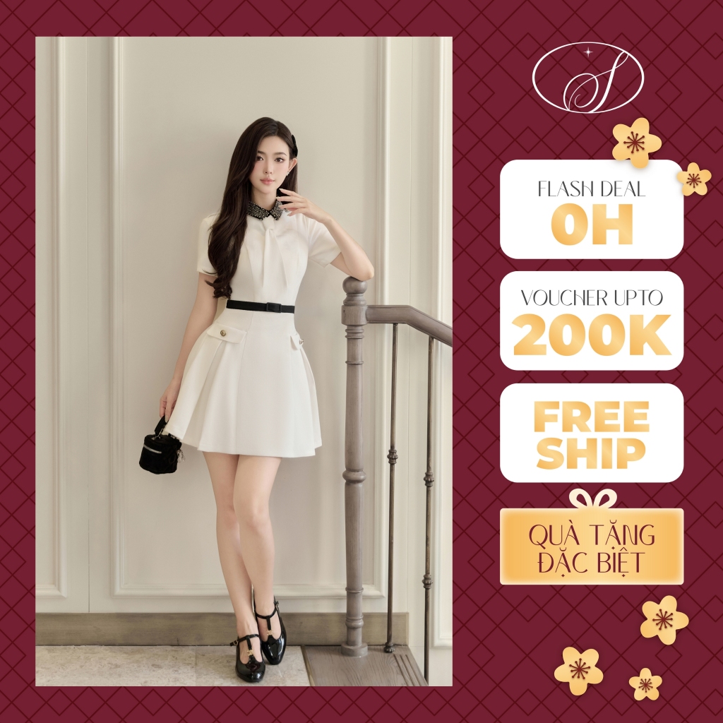 Đầm Nữ Ngắn Dáng A Phối Cổ Đá SOLEIL ROOM Váy Dự Tiệc Trẻ Trung Nữ Tính ...