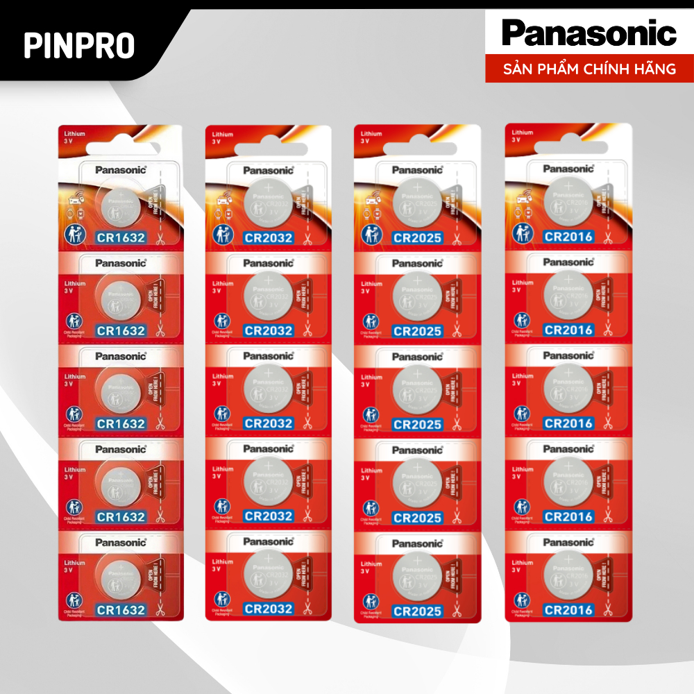 Pin Panasonic CR2032 / CR2025 / CR2016 / CR1632 / CR1220 / CR1620 / CR1616 / CR2450 vỉ 5 viên ...