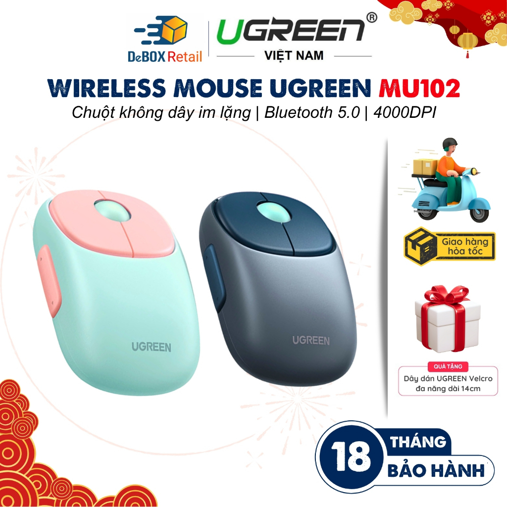 Chuột không dây UGREEN MU102 Bluetooth 5.0 & 2.4G Slient 99%| 4 cấp độ ...