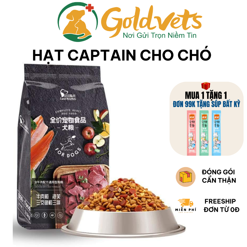 Hạt Cho Chó Captain Dinh Dưỡng Cao Mix Bò, Cá, Phô Mai Phù Hợp Mọi Độ ...