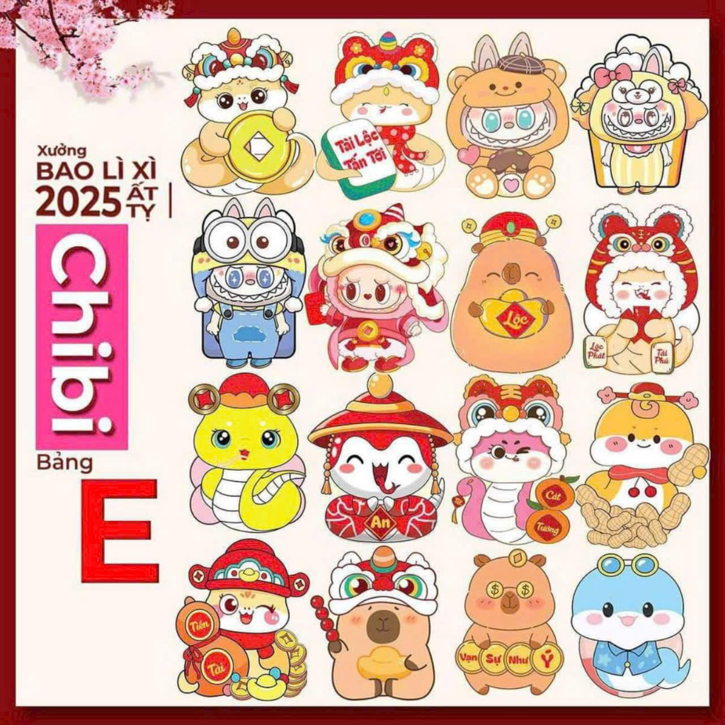 Bao lì xì chibi phản quang HAKI 2025 lixi tết Ất tỵ hình rắn chibi dễ ...