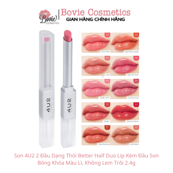 Son 4U2 2 Đầu Dạng Thỏi Better Half Duo Lip Kèm Đầu Son Bóng Khóa Màu ...