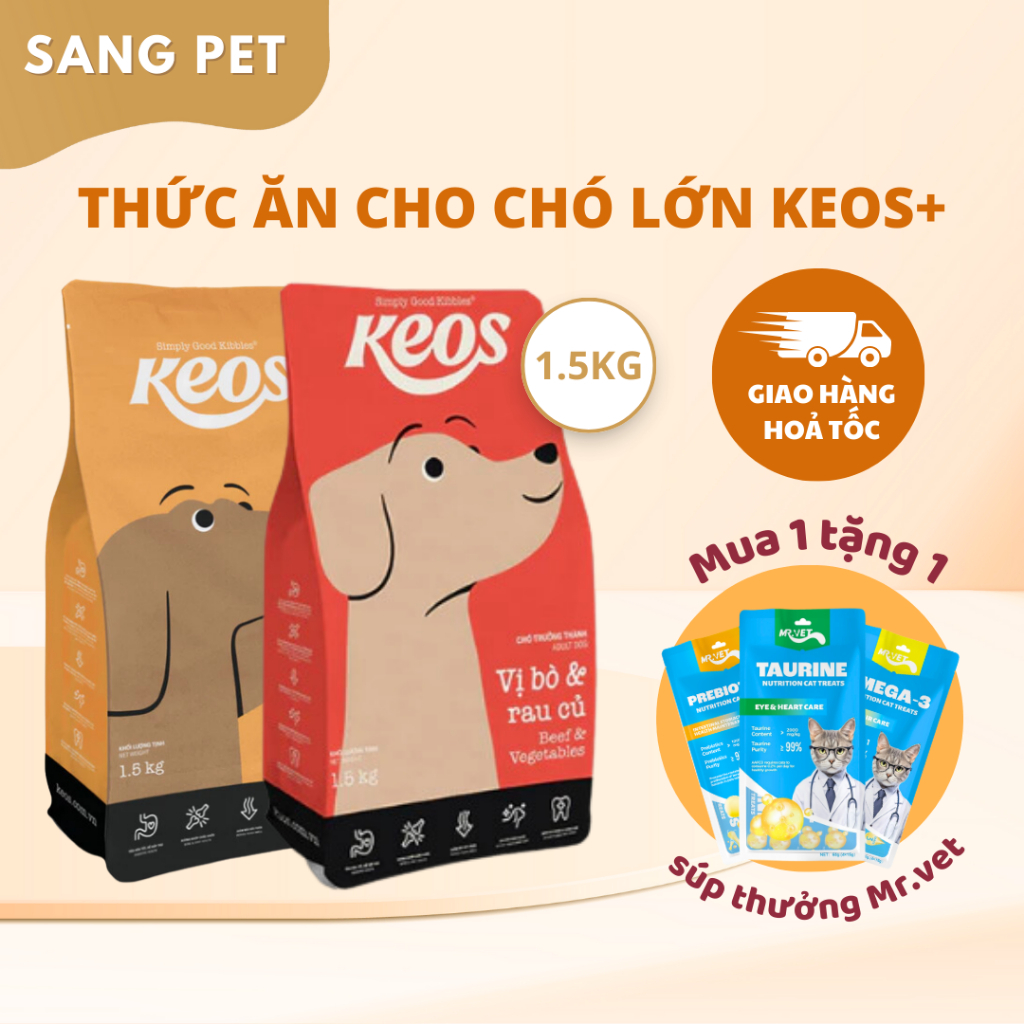 Thức ăn hạt cho chó lớn KEOS vị gà/ bò & rau củ 1.5KG | Shopee Việt Nam