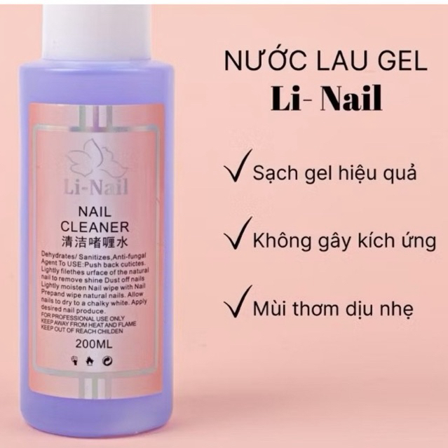 Nước lau gel Li Nail tím chai 200ml | Shopee Việt Nam