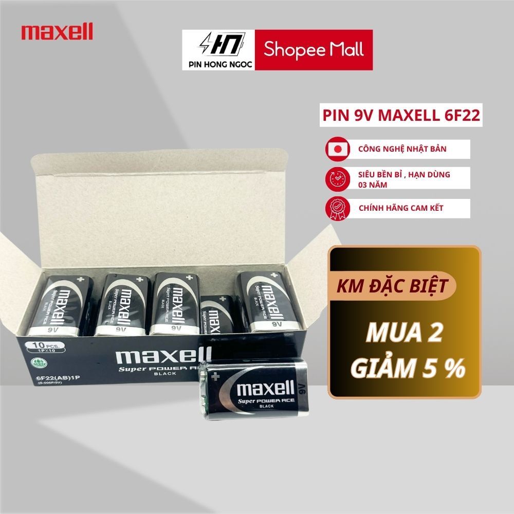 Pin Maxell 9V / 6F22 - Hàng Chính Hãng | Shopee Việt Nam