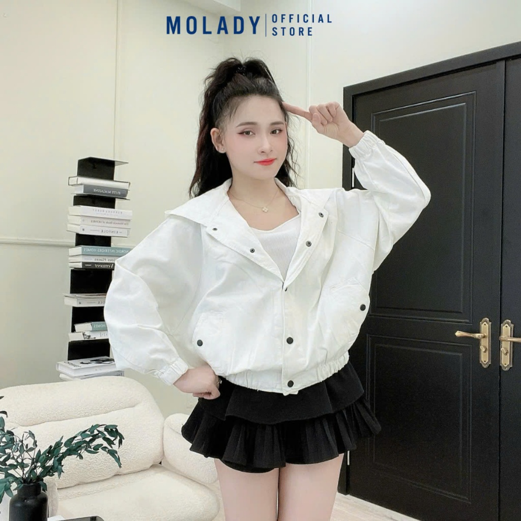Áo Khoác Kaki nữ MOLADY có nón thiết kế trơn túi xéo bo vạt thời trang K233 | Shopee Việt Nam