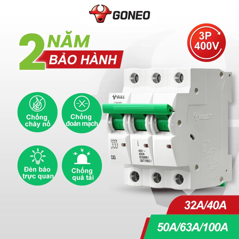Cầu dao tự động Aptomat 3 Pha Bảo Vệ Quá Tải Ngắn Mạch GONEO - LB-63 - Chính Hãng | Shopee Việt Nam