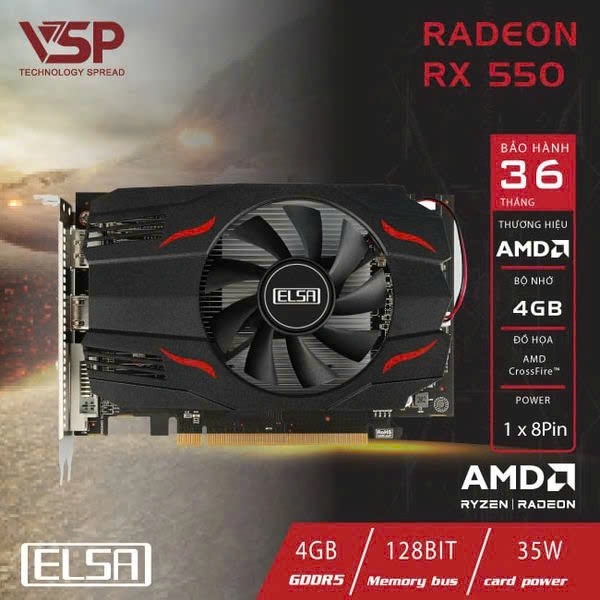 Card đồ họa VGA Gaming Elsa AMD Radeon RX550 4G GDDR5 1FAN - Hàng Chính ...