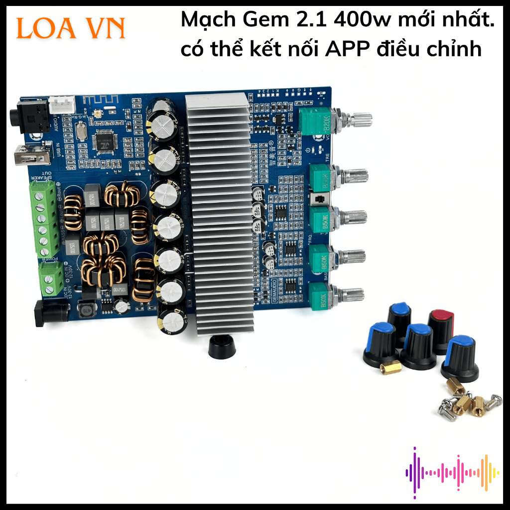 Mạch Gem audio 2.1 công suất 400w ( 200w Sub, 100+100w 2 kênh vệ tinh ...