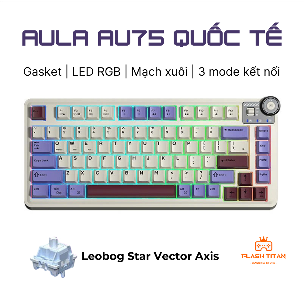 Bàn phím cơ không dây AULA AU75 - 3 mode kết nối tiện lợi - LED RGB nhiều chế độ - Hỗ trợ ...