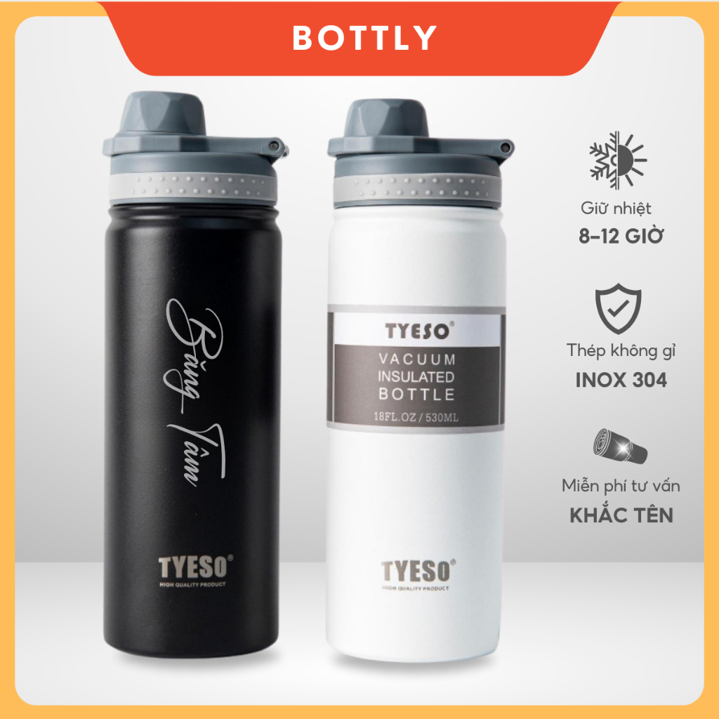 Bình giữ nhiệt Tyeso chính hãng khắc tên 530ml-710ml, inox 304, kiểu dáng thể thao | TS-8709B ...