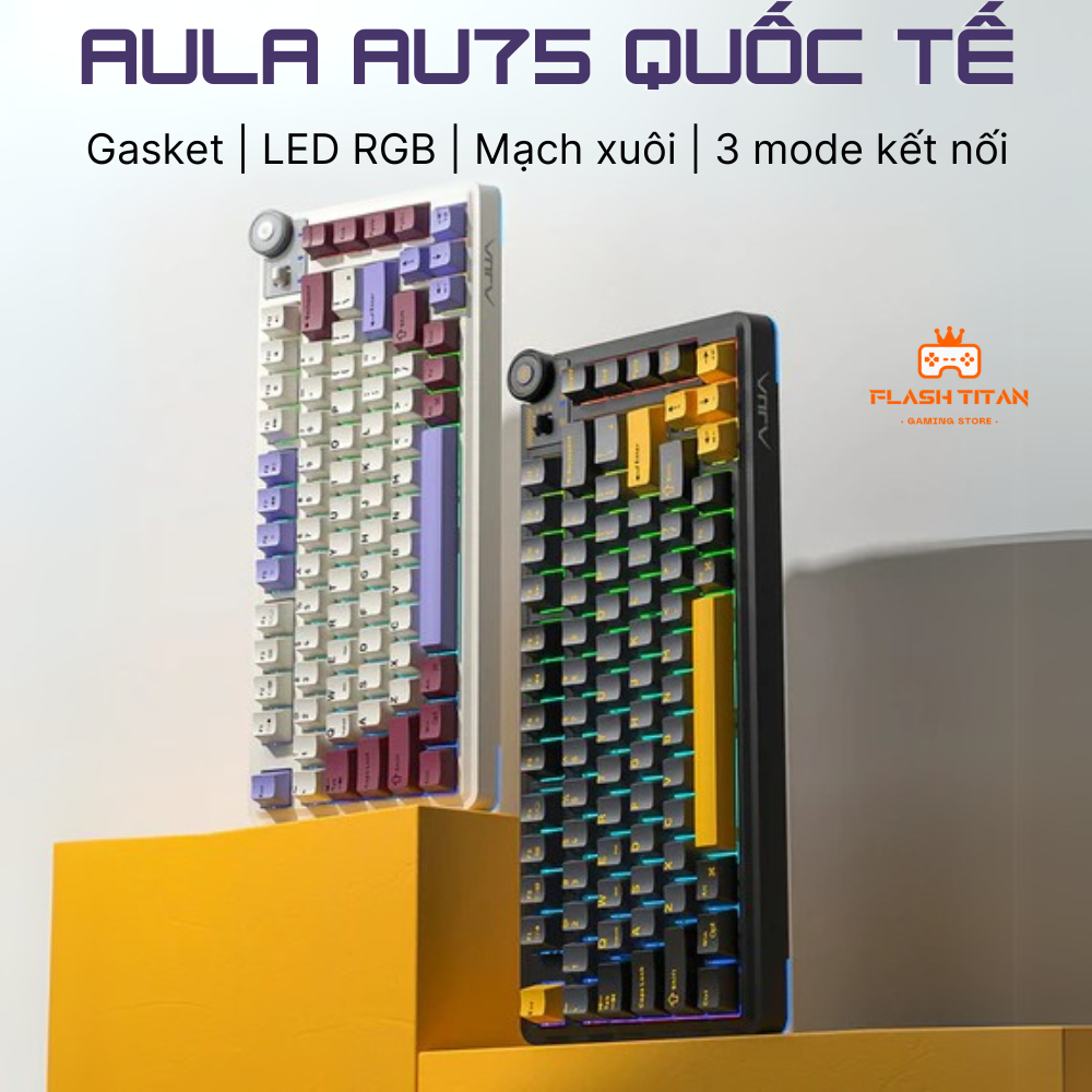 Bàn phím cơ không dây AULA AU75 - 3 mode kết nối tiện lợi - LED RGB nhiều chế độ - Hỗ trợ ...