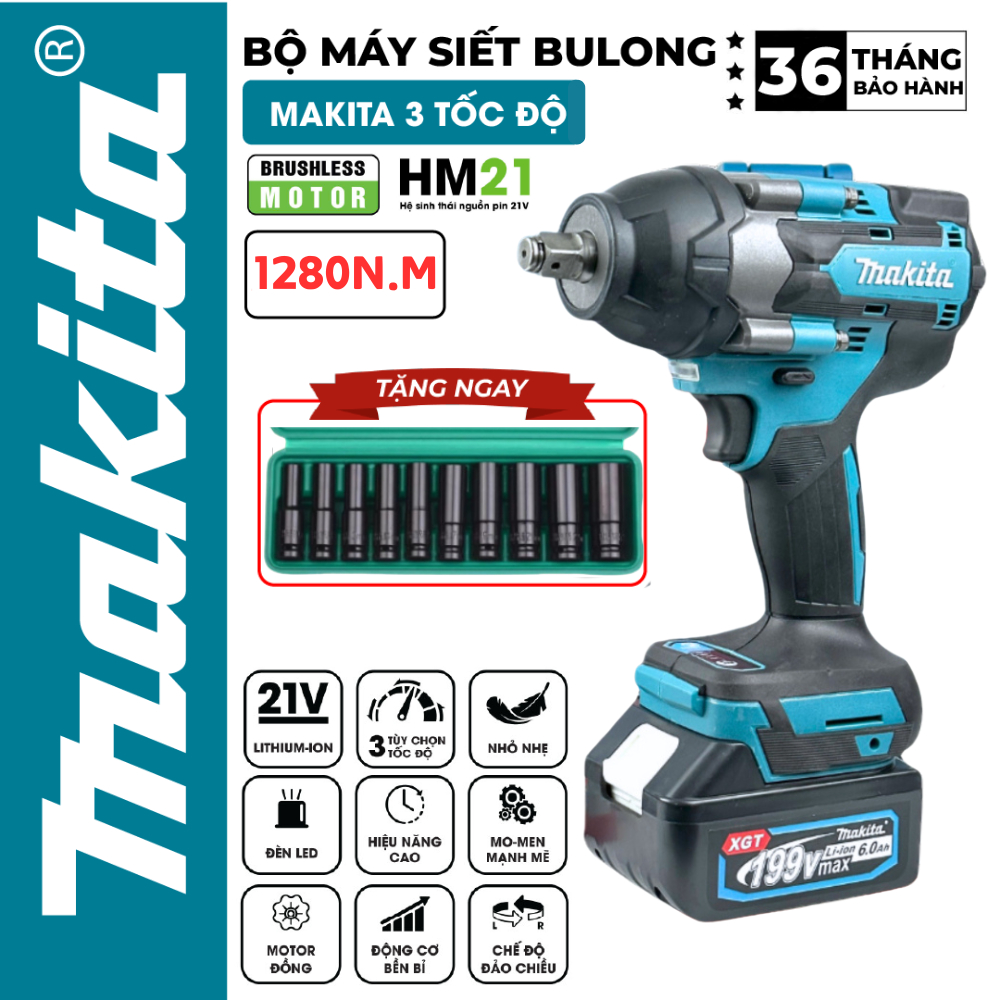 MÁY SIẾT BULONG MAKITA 1280Nm - SIẾT BULONG Ô TÔ ỐC 38 - 42 MẠNH MẼ ĐƠN GIẢN | Shopee Việt Nam