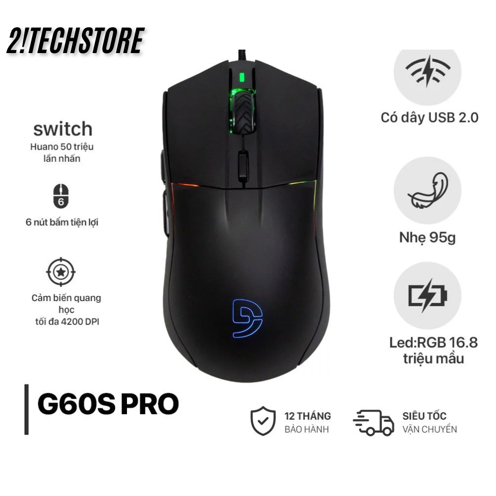 Chuột Có Dây Gaming Fuhlen G60S Pro – LED RGB- 3200 DPI, Thiết Kế ...