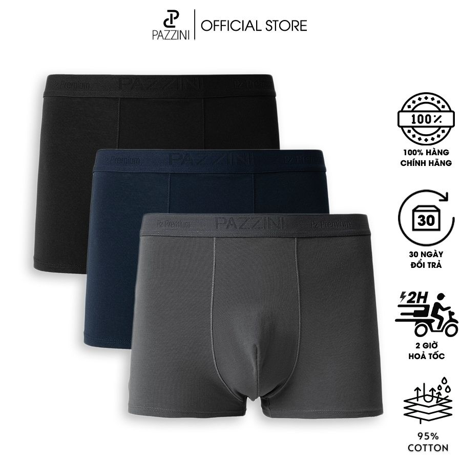 Quần lót nam boxer PAZZINI thun cotton cao cấp, quần sịp nam co giãn 4 ...