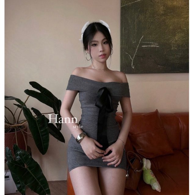 ĐẦM TRỄ VAI TIỂU THƯ THẮT ĐƯỢC NƠ NGOAN XINH IU (ảnh thật của Hann) | Shopee Việt Nam