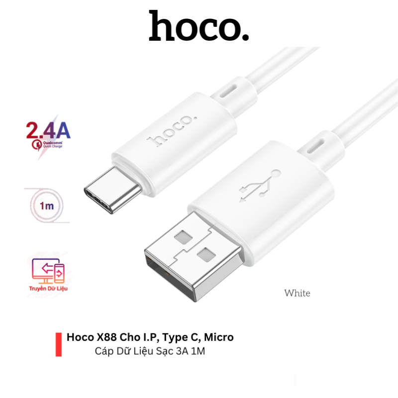 Cáp Sạc Hoco X88 Dây Dẻo Chống Đứt 1M 2.4A Cho I.P, Type-C, Micro ...