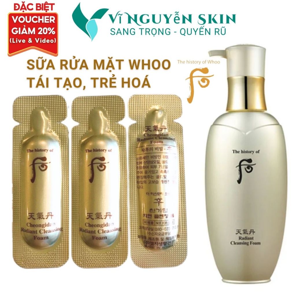 10 Gói sữa rửa mặt Whoo tái sinh, chống lão hóa Whoo Radiant Cleansing Foam | Shopee Việt Nam