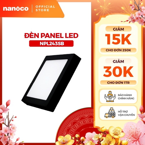 Đèn Panel LED Nanoco model NPL24*SB 24W màu đen hình vuông (3000K ...