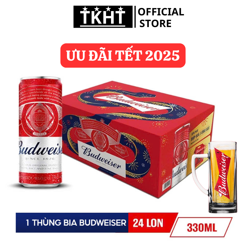 Thùng 24 Lon Bia Budweiser Sleek Can Chính Hãng (330ml/ lon) - Phiên ...