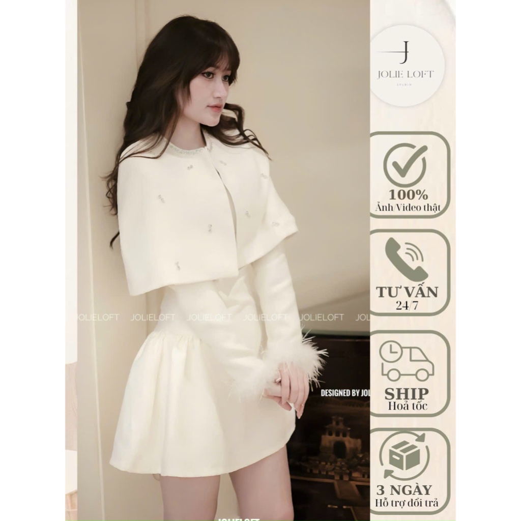 Đầm nữ thiết kế Eve Tweed Dress JOLIE LOFT, đầm dáng ngắn sang trọng đi ...