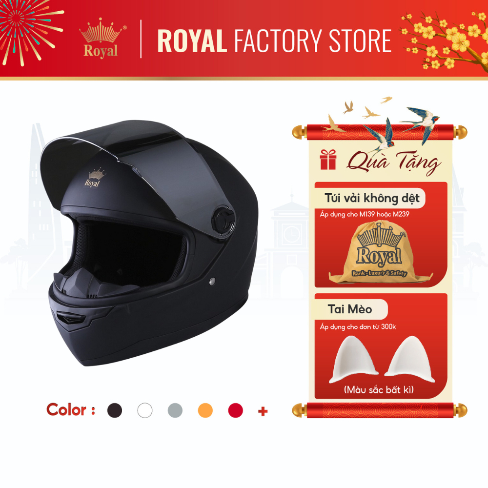 Mũ Bảo Hiểm Full Face Royal Chính Hãng M136 Trơn Đi Phượt, Nón Bảo Hiểm ...