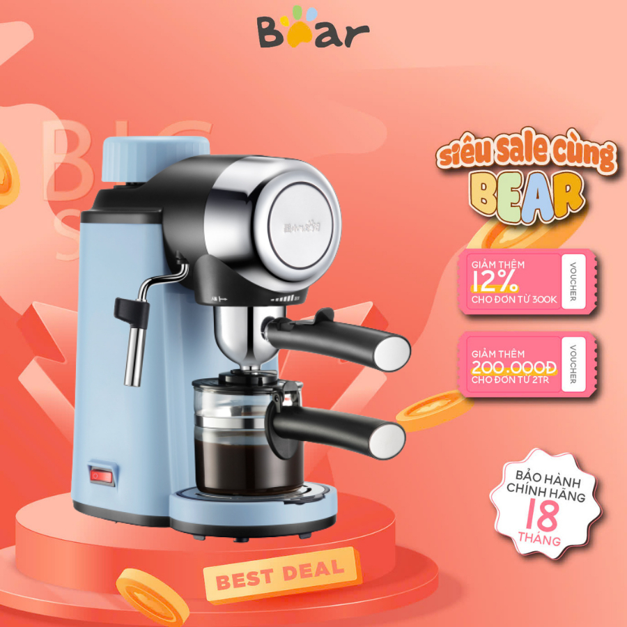 Máy Pha Cà Phê Bear Tự Động KFJ-A02N1 (CF-B02V1), Pha Espresso Phong Cách Ý, 800W, Bảo Hành 18 ...