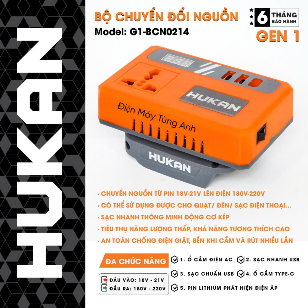Đế chuyển đổi nguồn điện HUKAN G1-BCN0214 chuyển từ pin 21v máy khoan ...