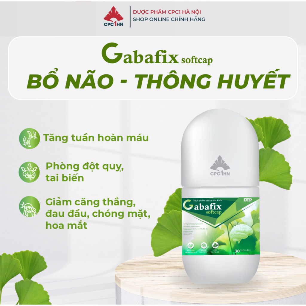 Viên Bổ Não GABAFIX Softcap Hoạt huyết, hỗ trợ tăng cường tuần hoàn não ...