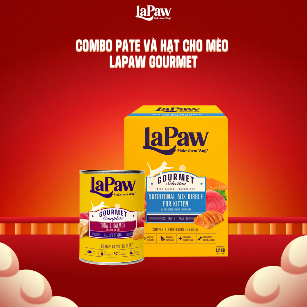 [Combo mèo Hạt 1,2KG và Pate 375G] Combo laPaw Gourmet Hạt và Pate mèo ...